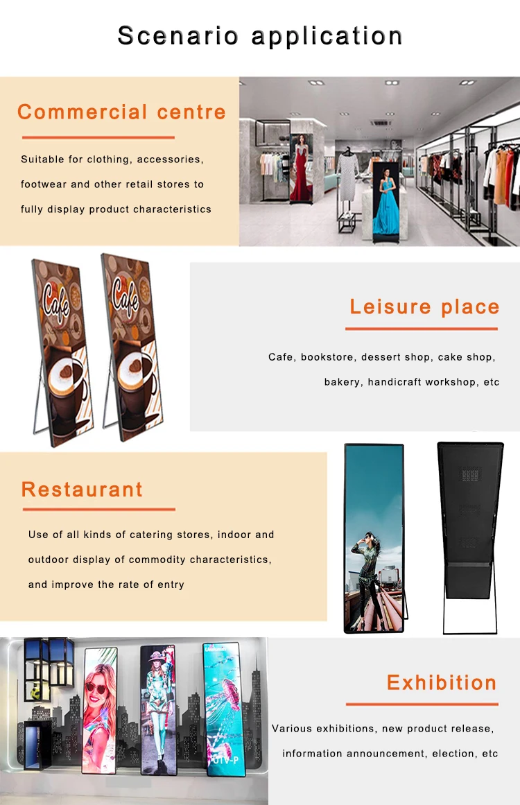 Full Color Indoor Poster Led Display P2.5 Floor Standing Digital Screen ...