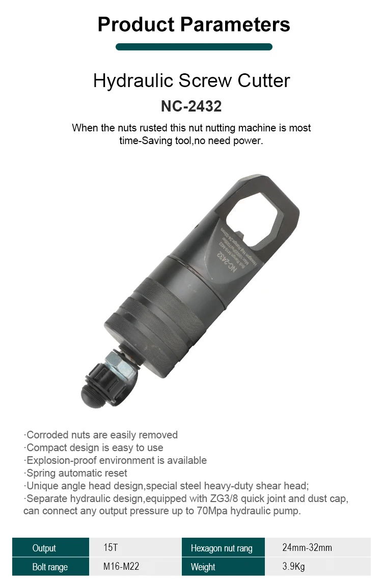 Hydraulic Nut Cutter M16-M22 | Nut Splitter Tool for Hexagon Nuts 24 ...