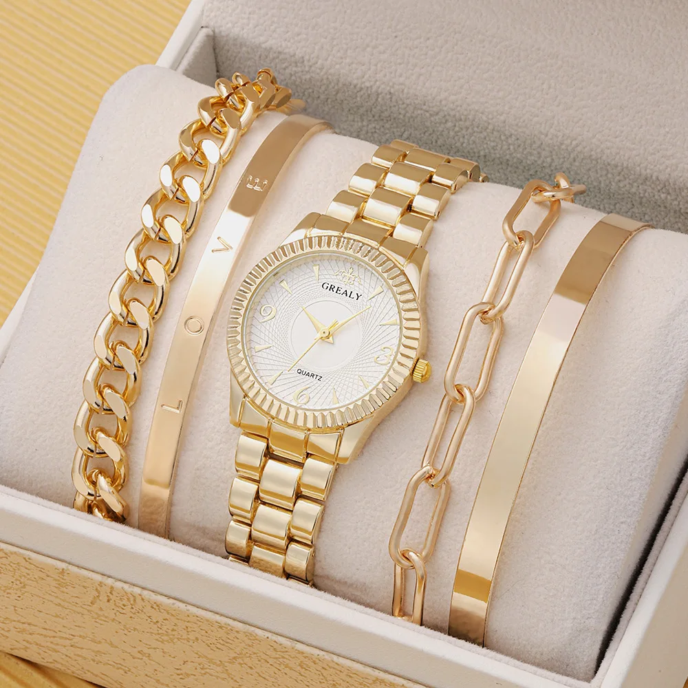 Wrist Watch Set with Bangle Jewelry - Custom Quartz Watches