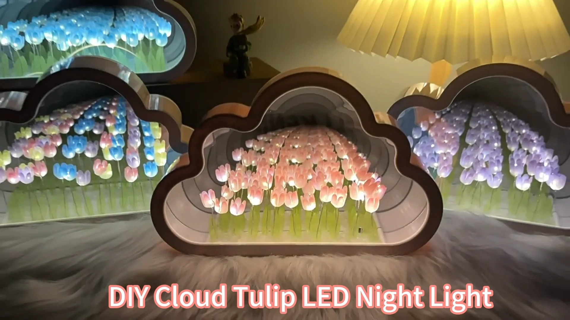 Creative Home Decor Handmade Diy Tulip Cloud Flower Lamp Romantic Led Cloud Tulip Mirror Night ...