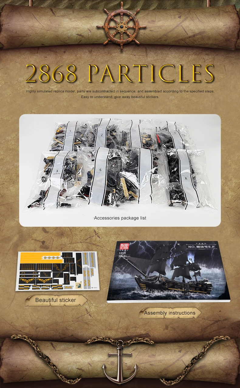 Mould King 13111 - Build the Black Pearl Pirate Ship Model