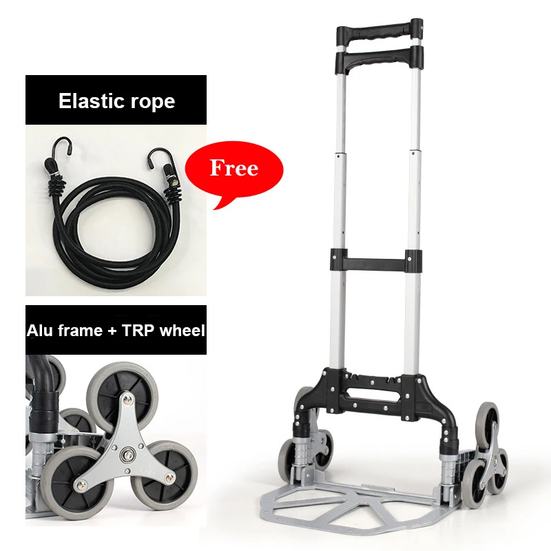 80kg Portable Folding Hand Trolley Aluminium Alloy Climbing Stairs Hand ...