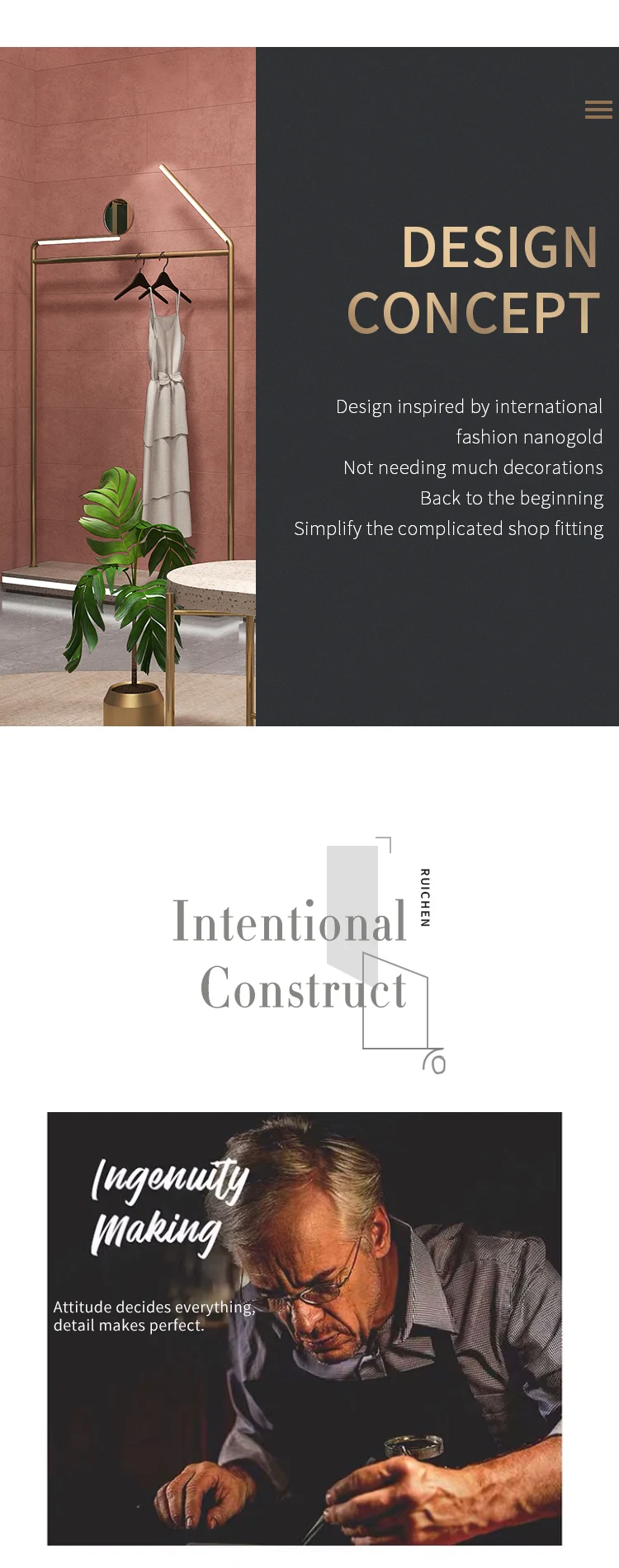 Luxury Store Fixtures Gold Clothing Display Stand Led Light Clothes ...