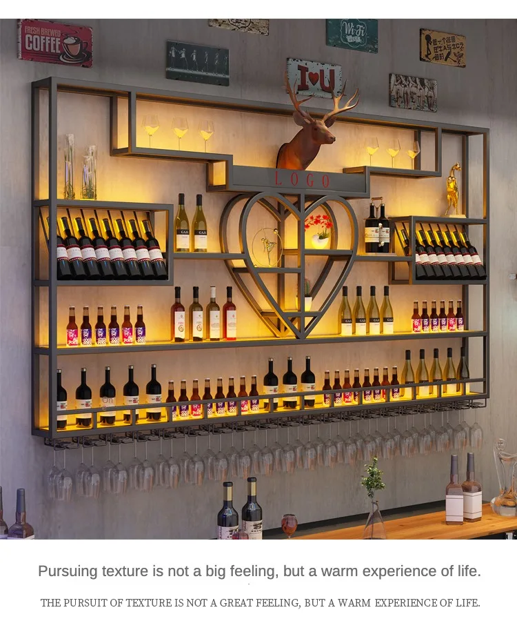 Customized Industrial Led Lights Pub Wall Mount Bar Shelf Display Wine ...