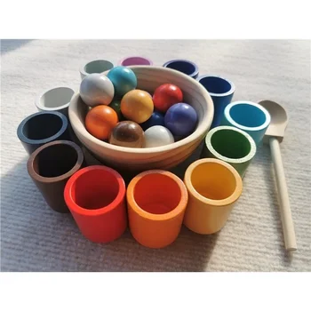 Sensory Rainbow Cups Small Plates Early Learning For Kids Wooden Toys ...