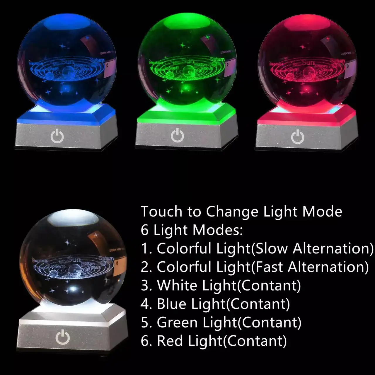 Wholesale Glass Solar System Planet Sphere 3D Laser Engraved Galaxy ...
