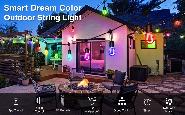Smart RGB Outdoor LED String Lights - Perfect for Holidays