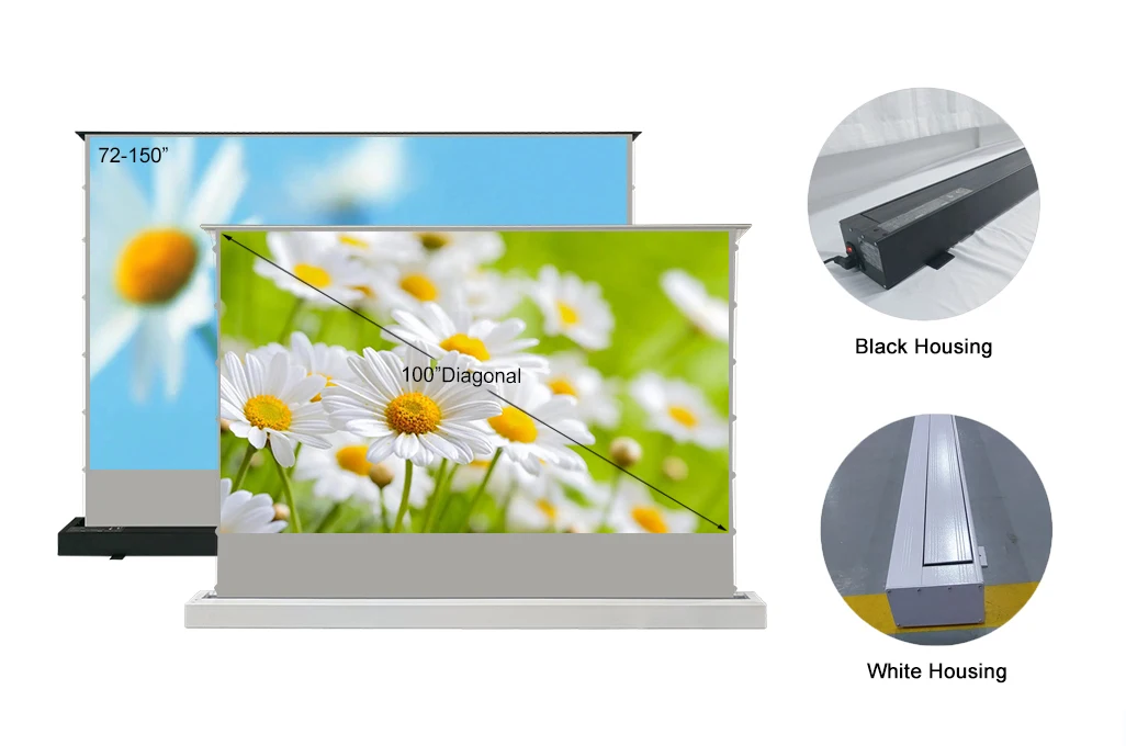 72-120'' Inch Floor Rising Projection Screens for 4K UST