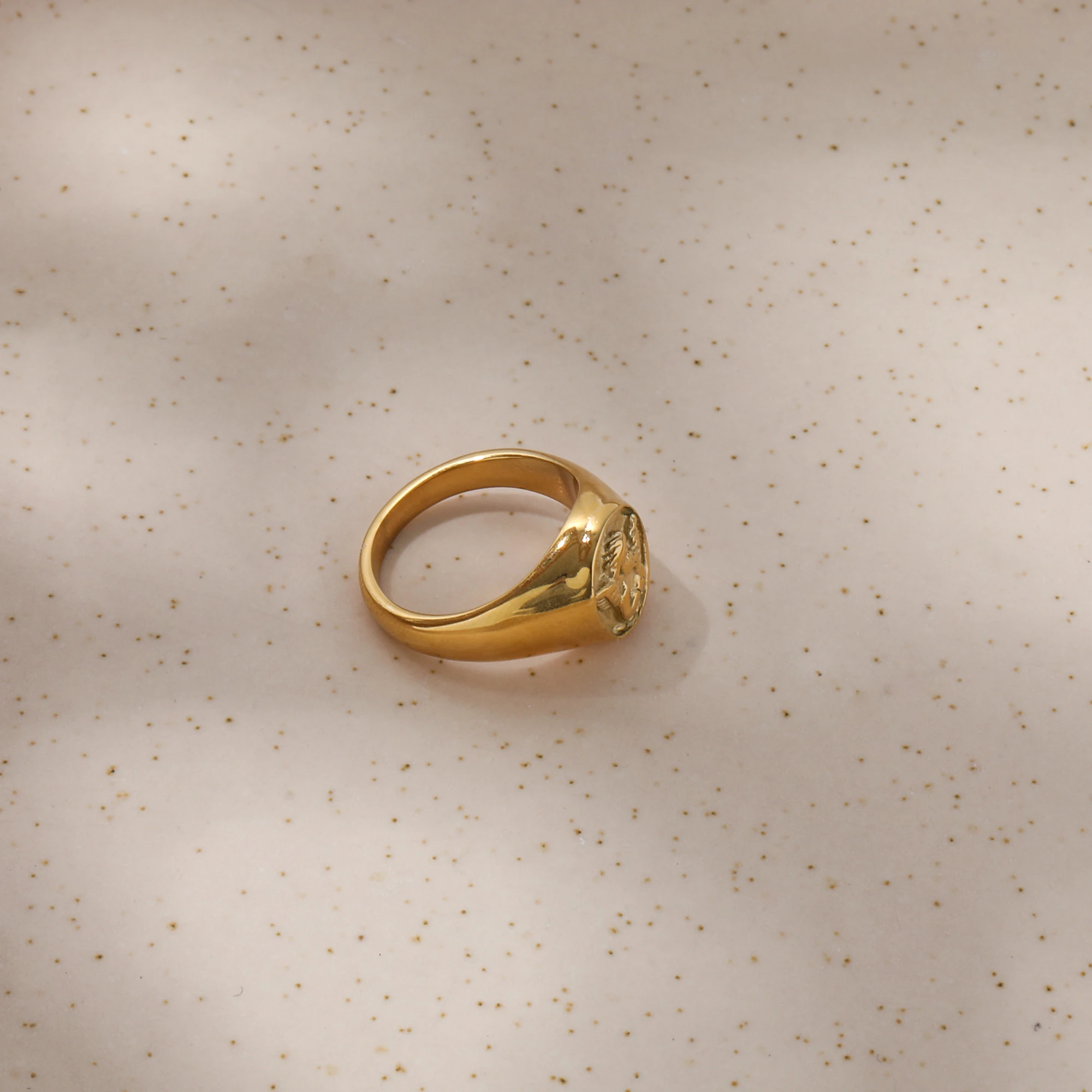 High End 18K PVD Waterproof Gold Plated Angel Stainless Steel Rings ...