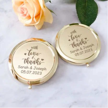 Women Purse Mirrors Custom Wedding Favor Gold Metal Compact Mirror ...