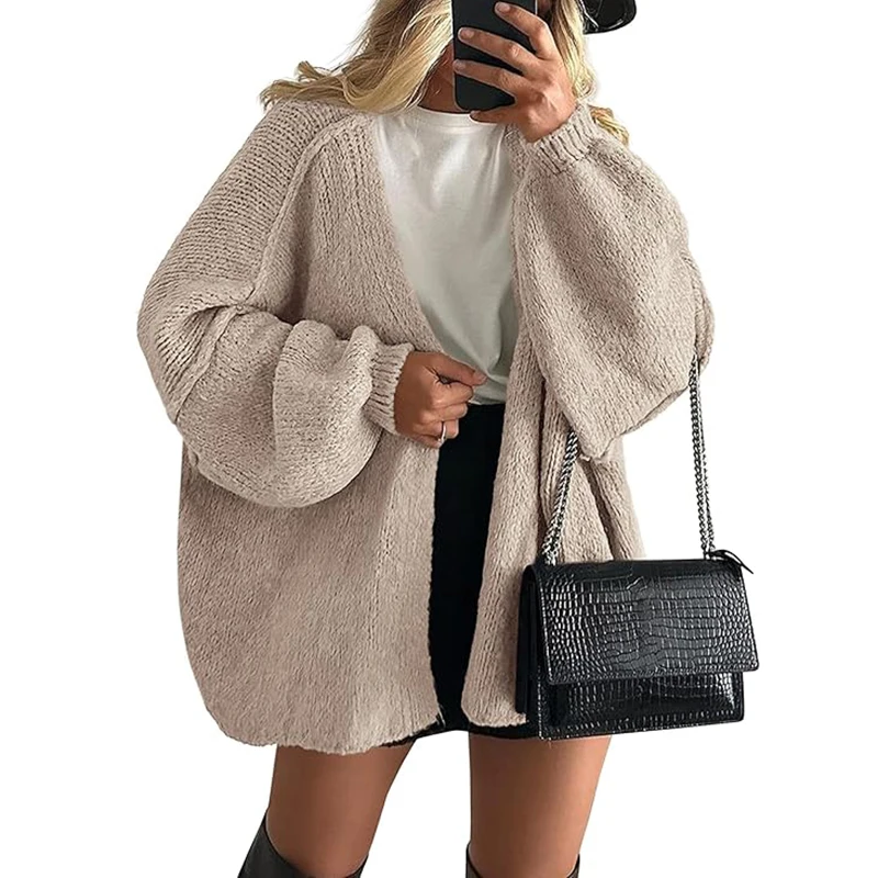 Women's Lightweight Oversized Wool Cardigan Sweater With Open Front And ...