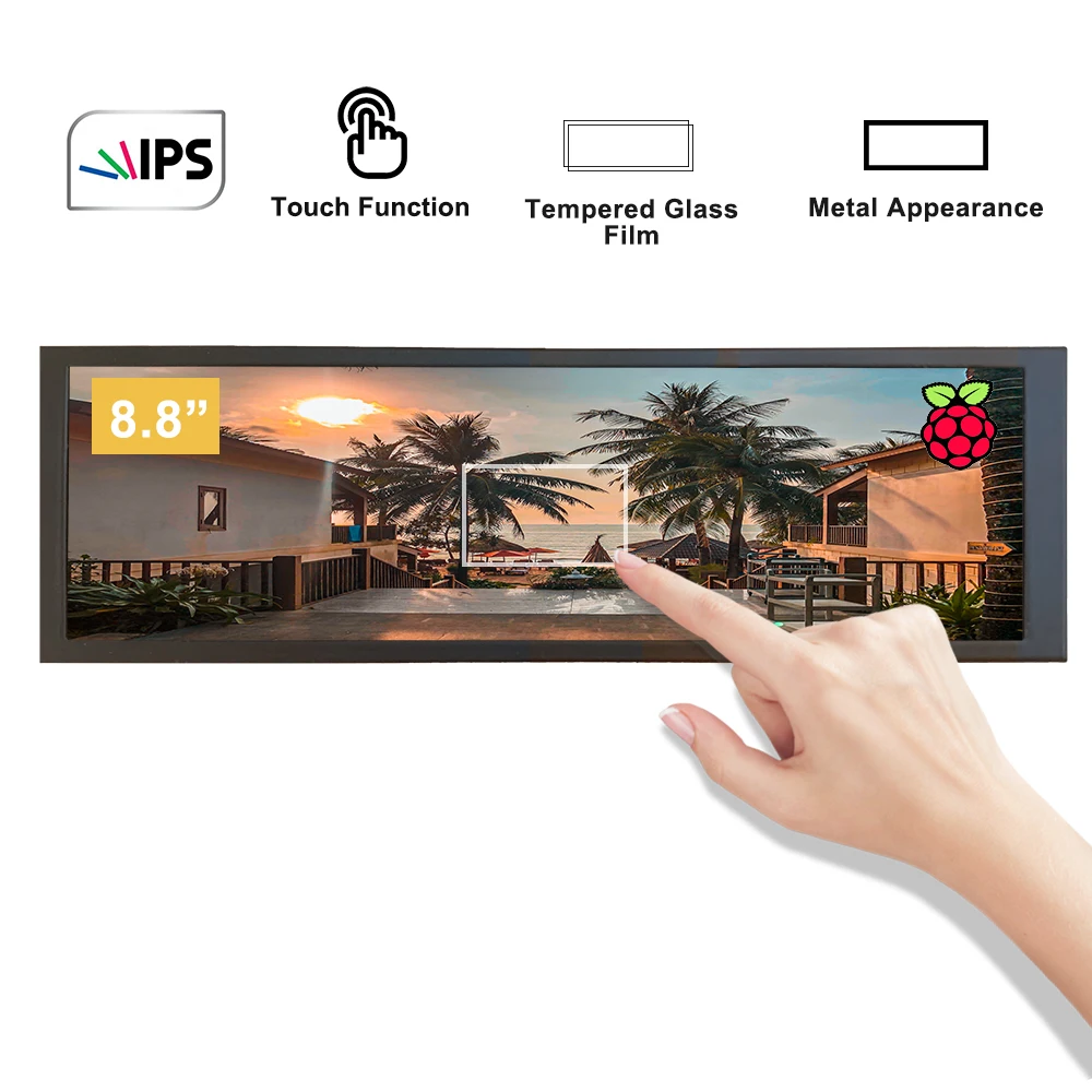 Factory 8.8inch Touchscreen Monitor Wide Stretched Bar Display 1920x480 ...