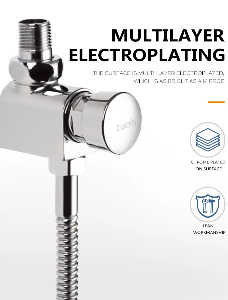 Soft Push Button Self Closing Urinal Time Delay Toilet Flush Valve For ...