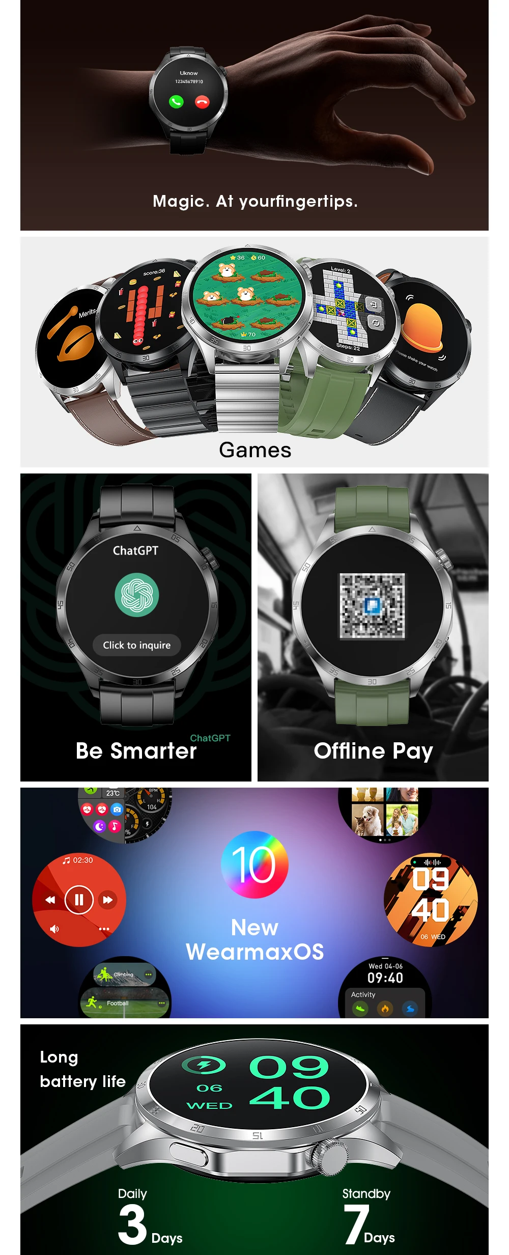 Wholesale Gt4 Max Metal Luxury Watch New Round Smartwatch 1.45" Touch ...