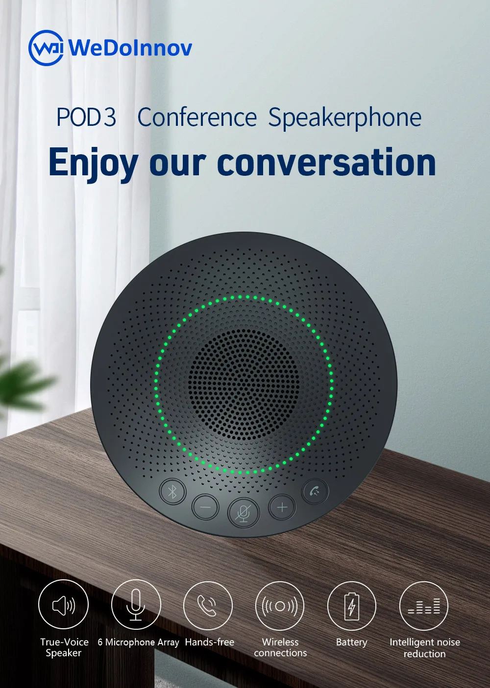 WEDOINNOV POD3 Conference Speakerphone - Plug-and-Play for Zoom