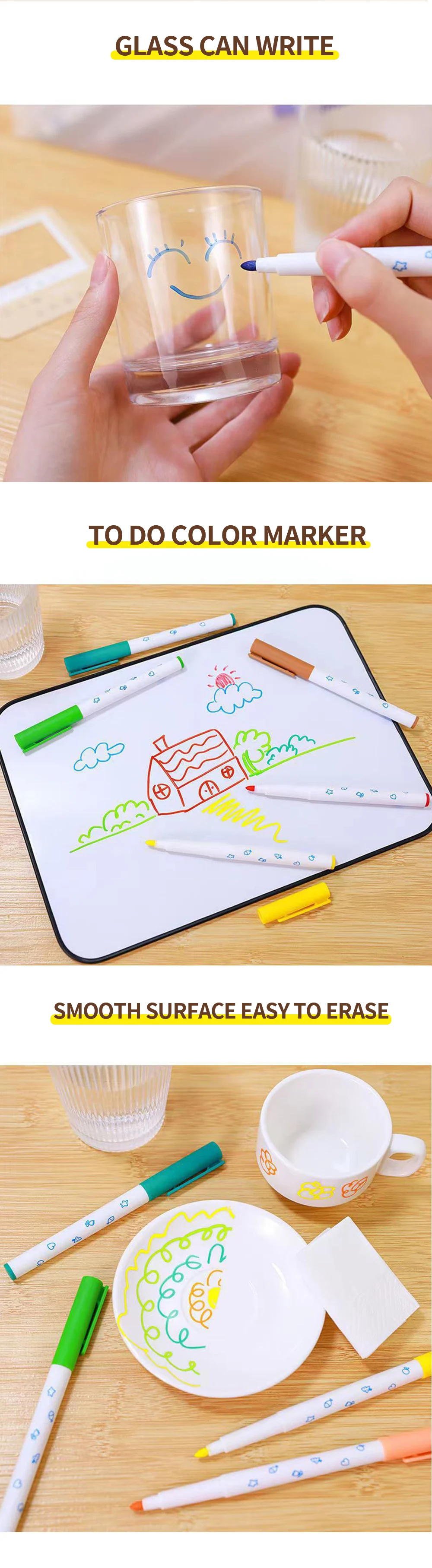 12 Colors Magical Water Floating Painting Pen Whiteboard Markers ...