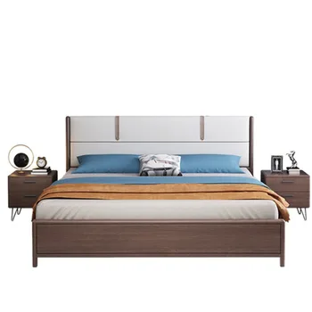 Modern Simple Solid Wood Bed Light Luxury Soft Rely On Double Bed 1.8m ...
