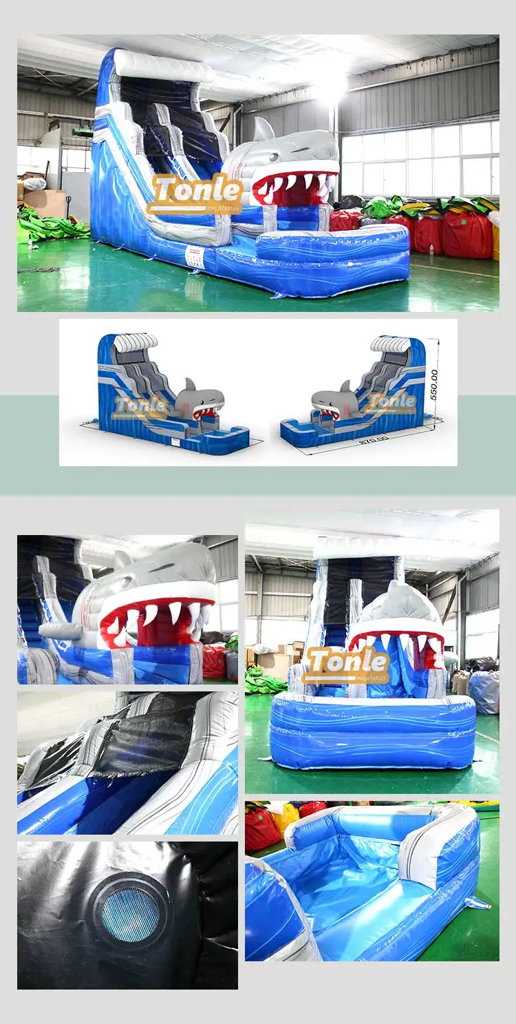18ft Tall Shark Slide Inflatable Water Slide with Pool for Sale ...