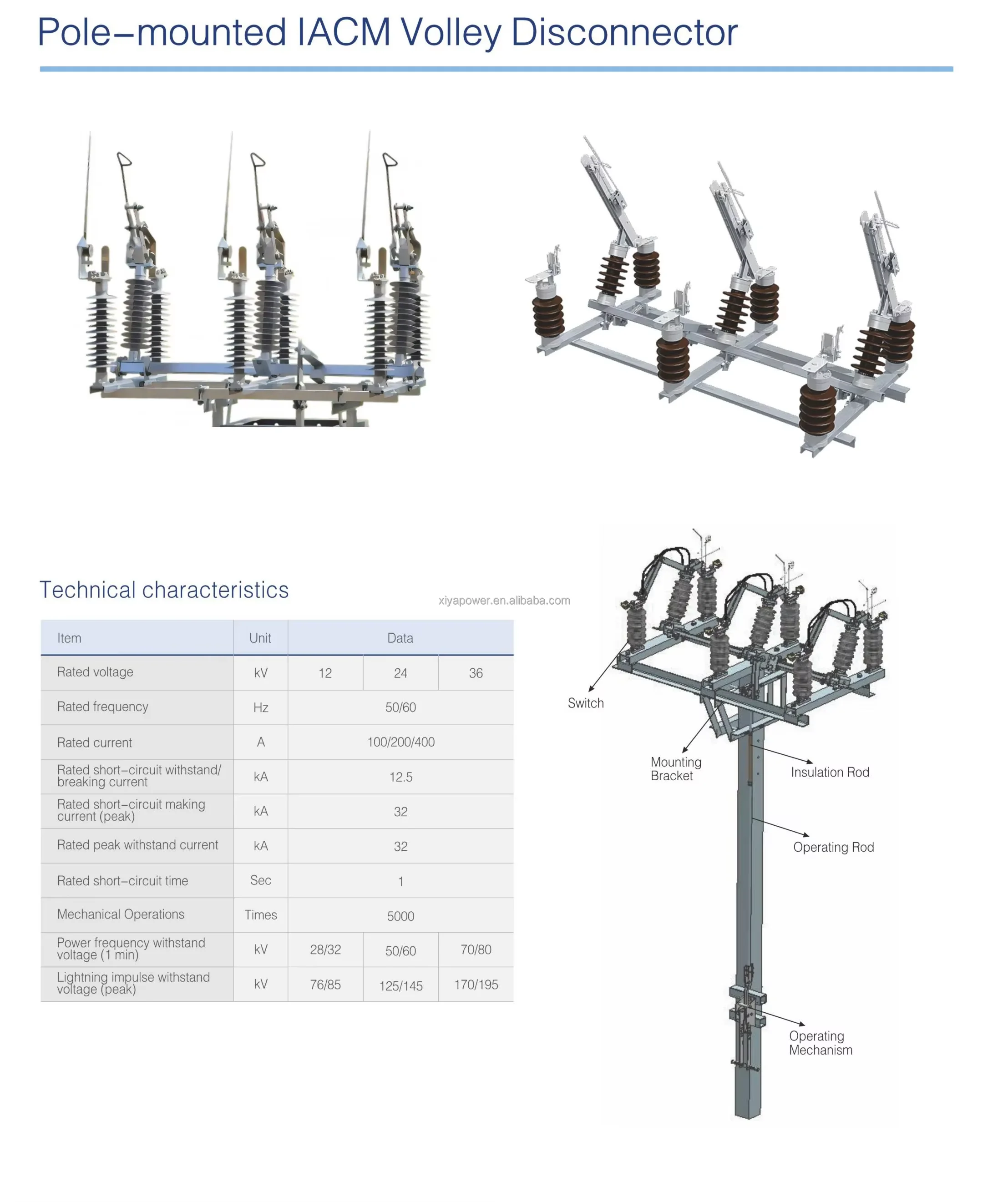 High Voltage Ceramic Load-Disconnector Switch 36kV Disconnect Switch ...