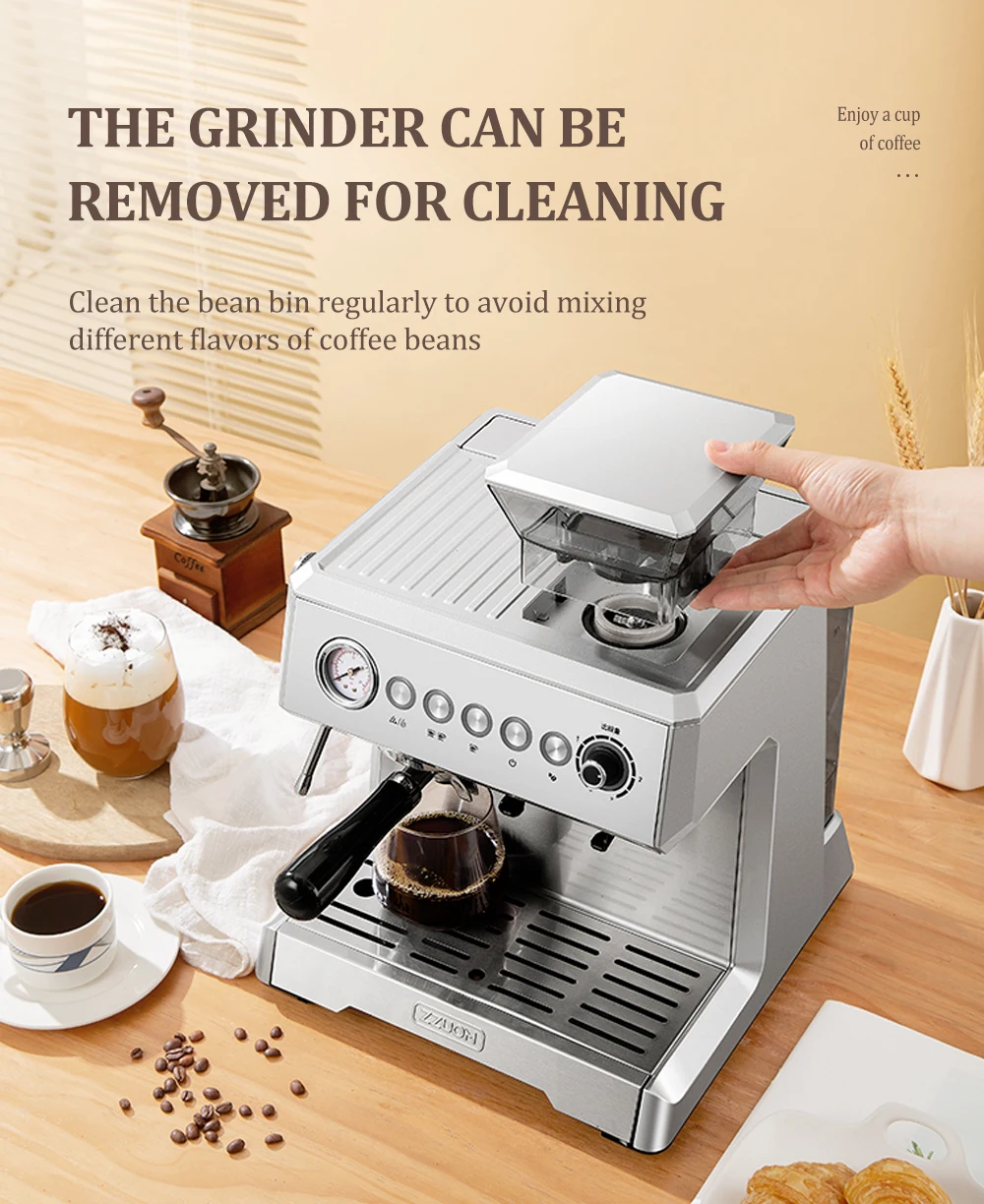 Smart Industrial Style Italian Bean to Cup Automatic Grinder Espresso ...