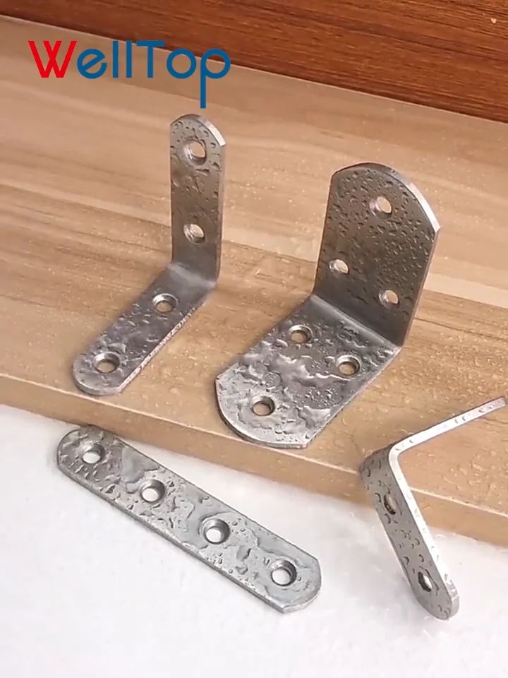 Welltop Furniture Hardware L Shape Steel Flat Angle Bracket Iron Metal ...