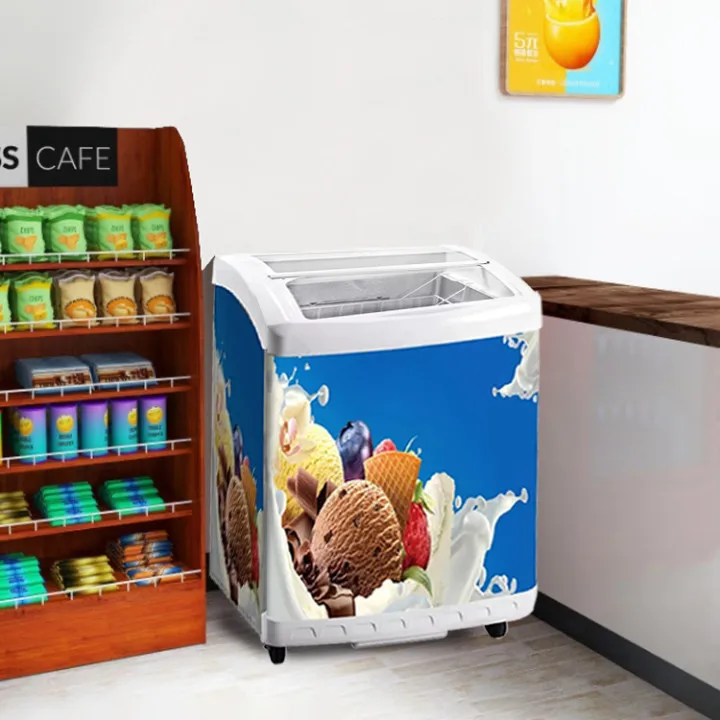 Small Ice Cream Freezer 128L with Slide Glass Door - Ideal for Ice ...