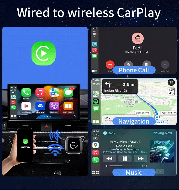 KM12 MINI Wireless Carplay & Android Auto USB Dongle Adapter Mini ...