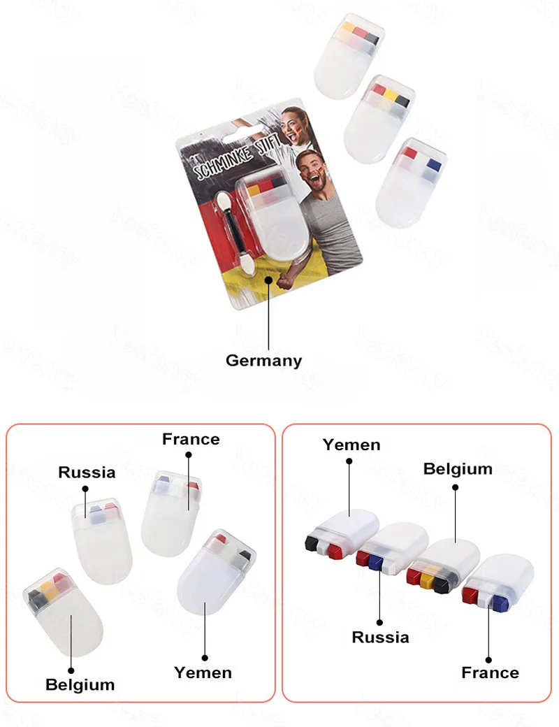 Football Face Paint - Custom Nation Flag Face Paint Set