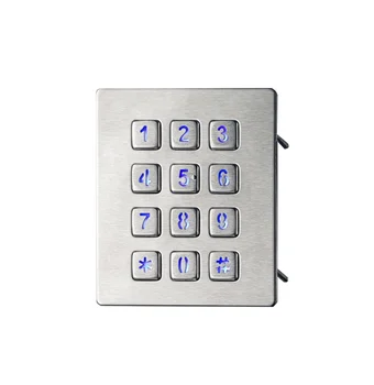 3x4 12 Keys Number Usb Industrial Keypads Stainless Steel Backlit Metal ...