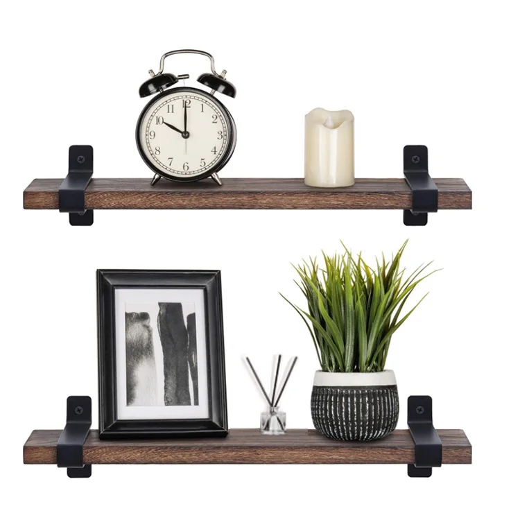 Modern Farmhouse Floating Wall Mounted Shelves Set of 2 Rustic Wood ...