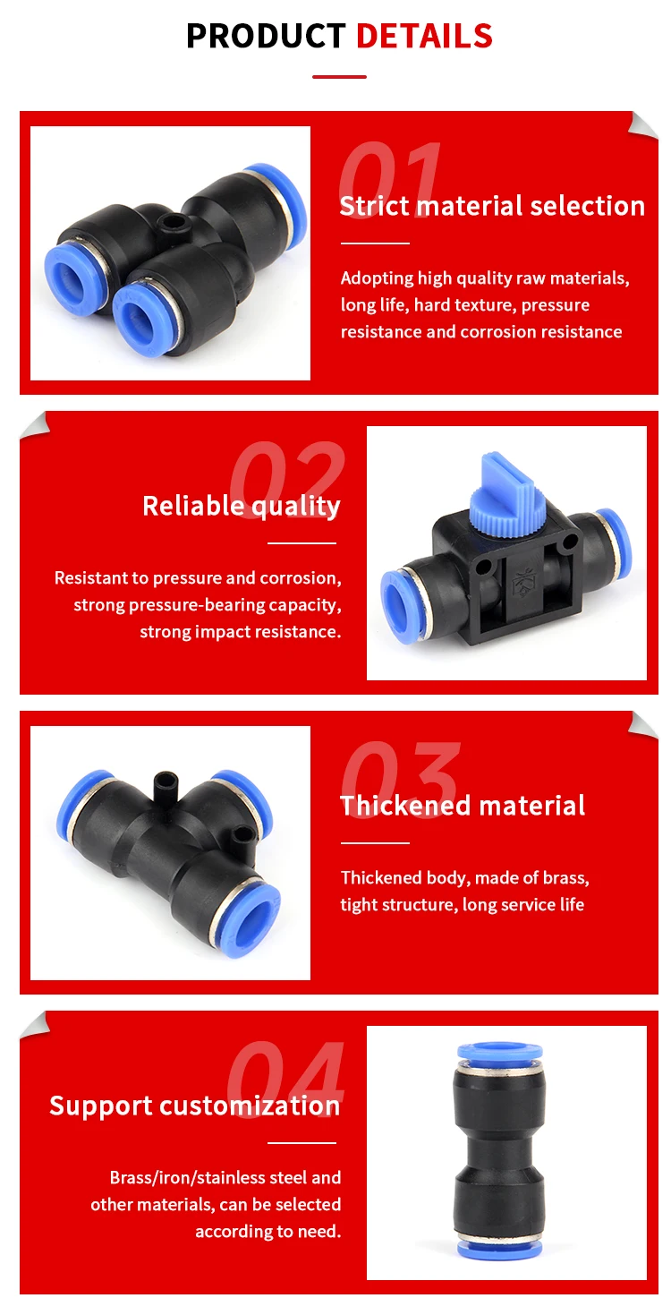 Plastic Pneumatic Fittings Kit Connector PNEUMATIC 1/4 Inch Push to ...