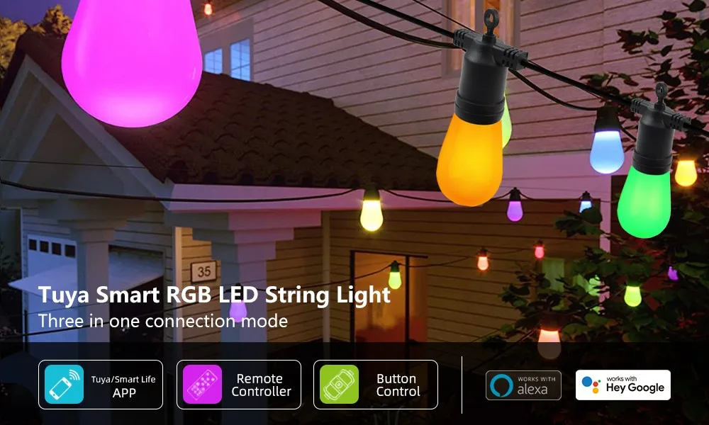 RGB Edison Bulb WiFi Tuya Smart String Lights Christmas Decoration Led ...