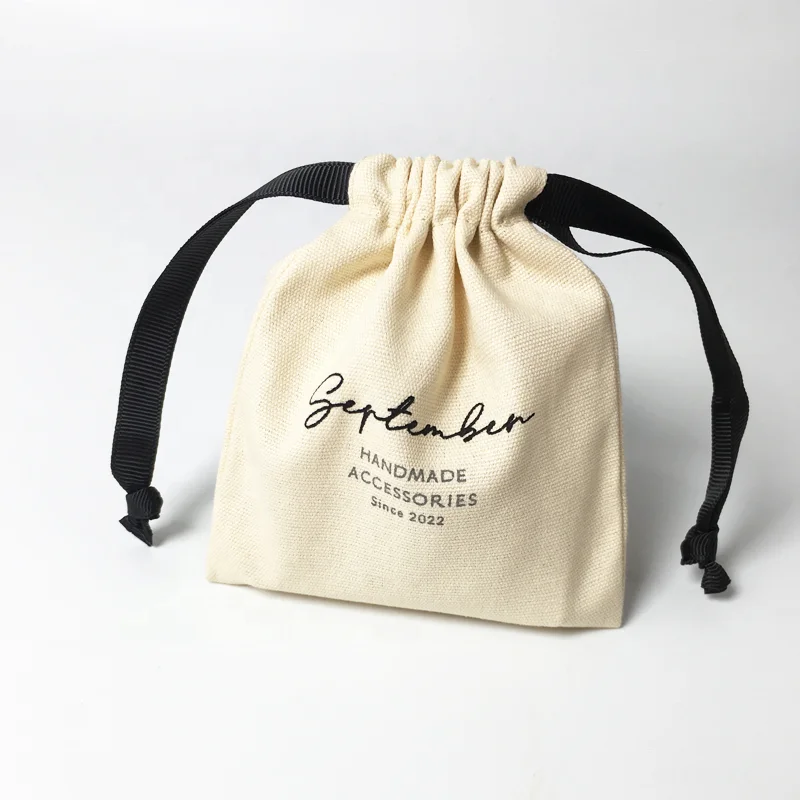 Biodegradable 100% Cotton Canvas Drawstring Pouch Bag With Custom Logo ...
