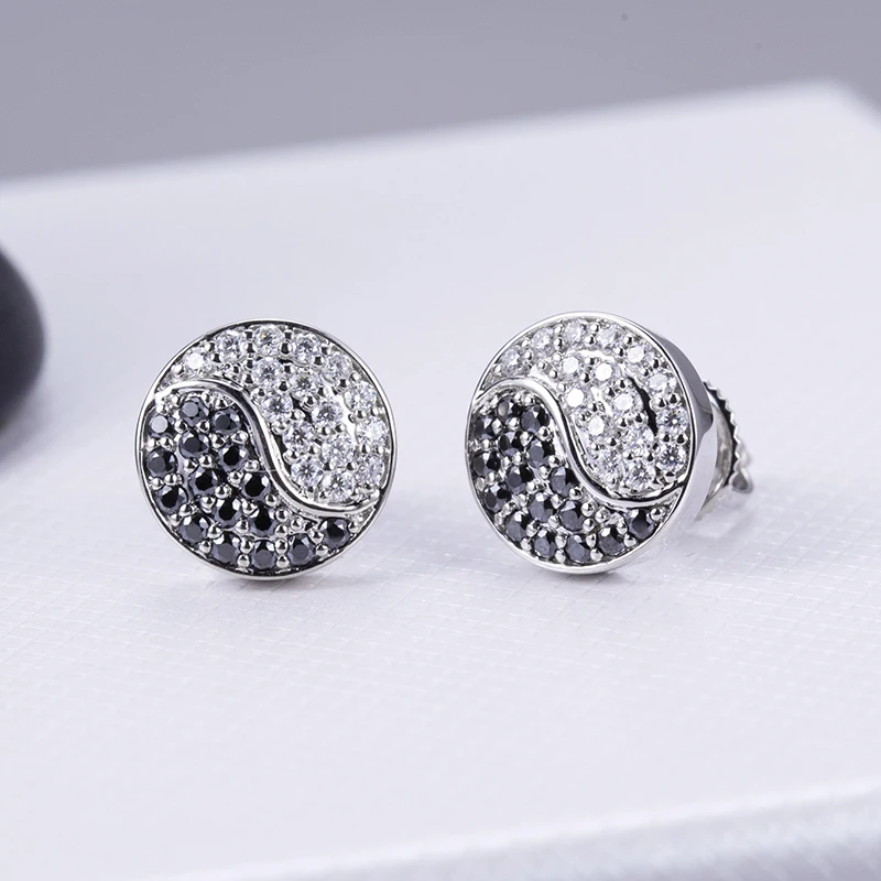Messi Jewelry Mse-582 10k White Black Moissanite Earrings Engagement ...
