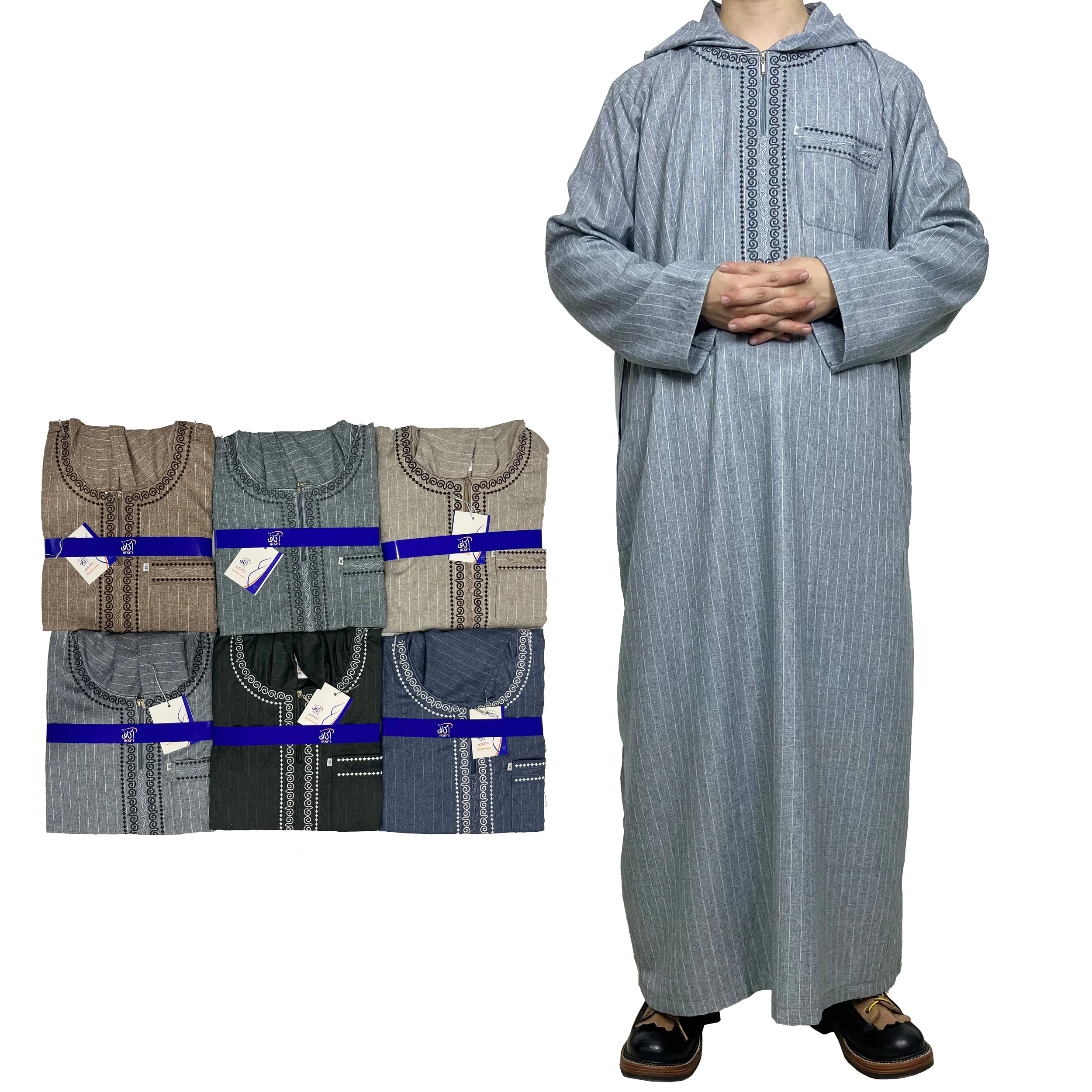 Alibaba.com: New Design Jubah Arab Stripe Pattern Embroidered Caftan ...