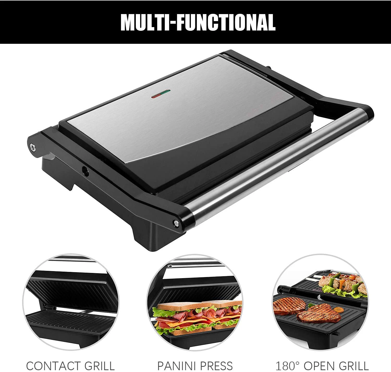 2 Slice Electric Small Table Grill Non Stick Bbq Sandwich Press Panini ...