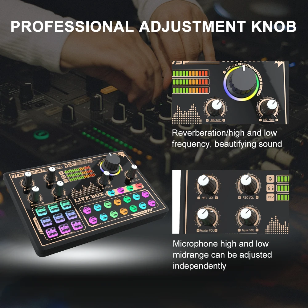 Huayi Voice V9 Mic Audio Mixer - Professional Podcast Equipment