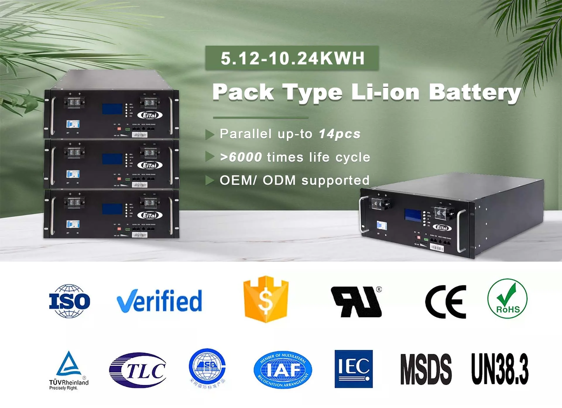 Eitai Server Rack Battery 48v 100ah 200ah Rack Mounted Lifepo4 Battery ...