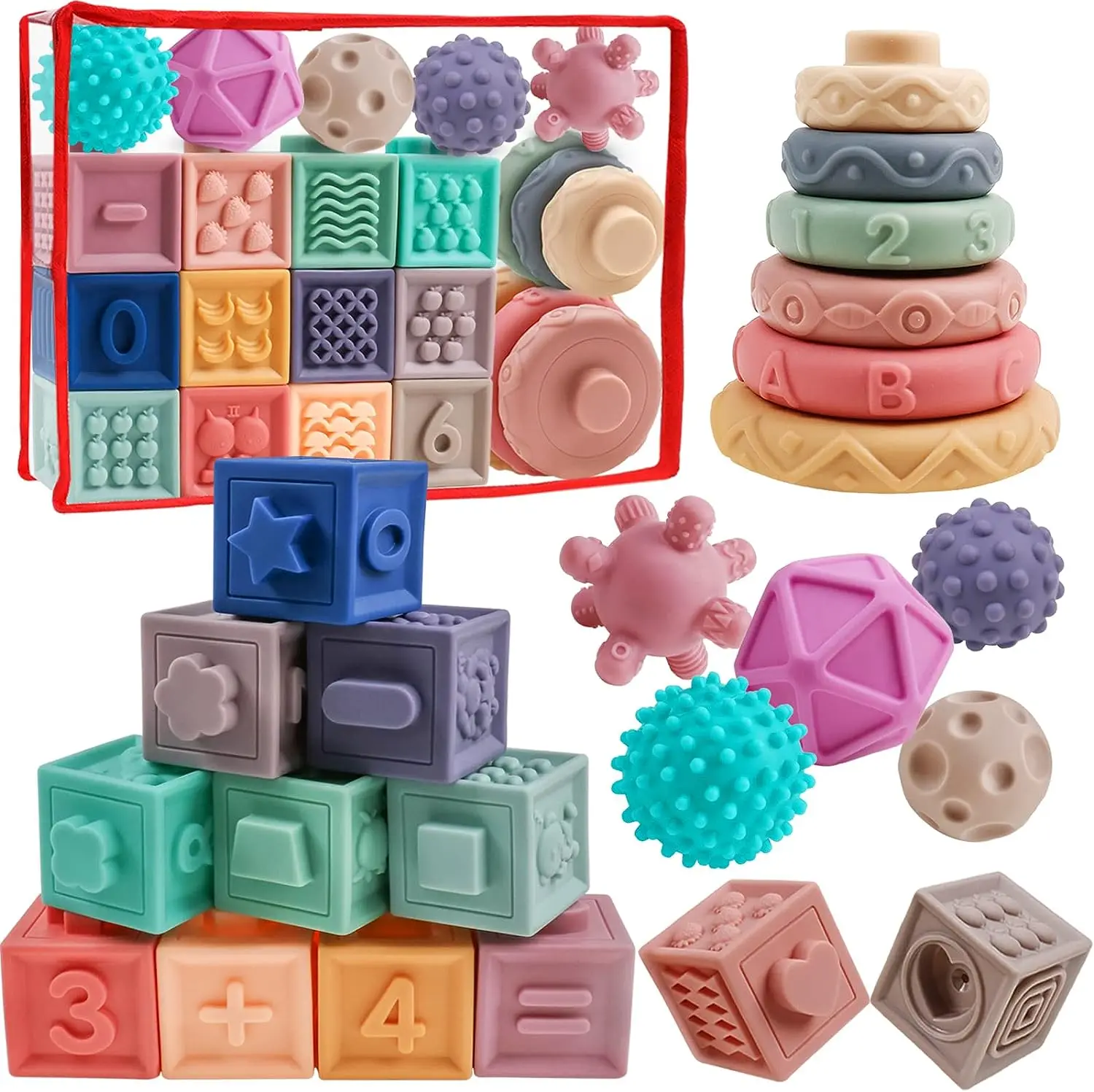 Baby Blocks Soft Stacking Building Blocks Montessori Toys