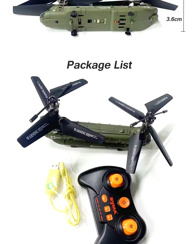 2024 New Model S026H Military Transport Helicopter 2.4GHZ Indoors RC Helicopter Aircraft Toy for ...