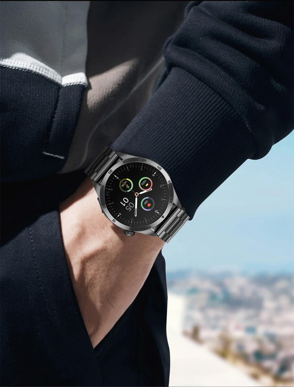 Stainless Steel Smartwatch Ecg Hrv Heart Rate Monitoring Amoled Smart ...