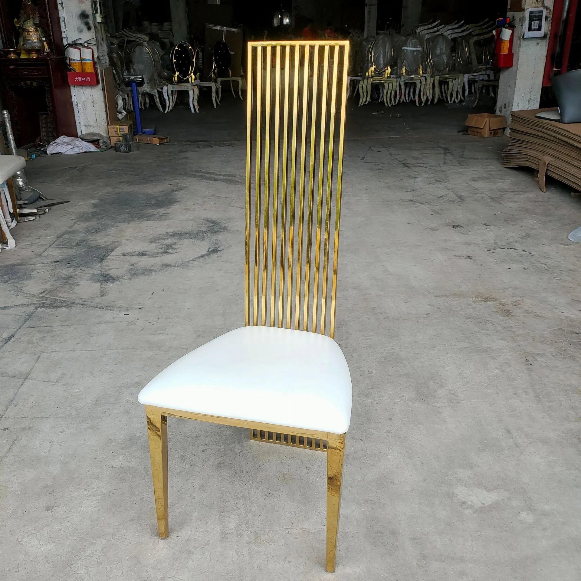 Luxury Gold Wedding Chair Furniture High Back Stainless Steel Throne ...