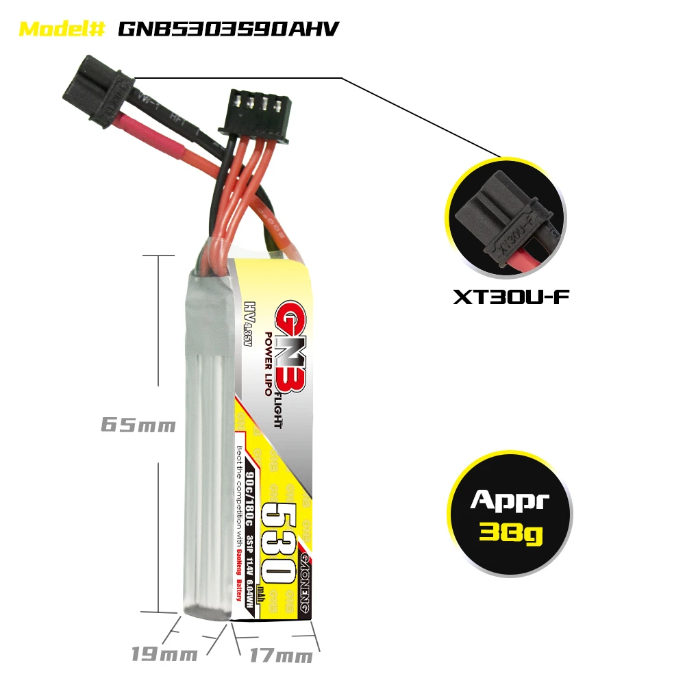 Gaoneng Gnb 3s 11.4v Hv 530mah 90c Lipo Battery Powerwhoop Mcpx ...