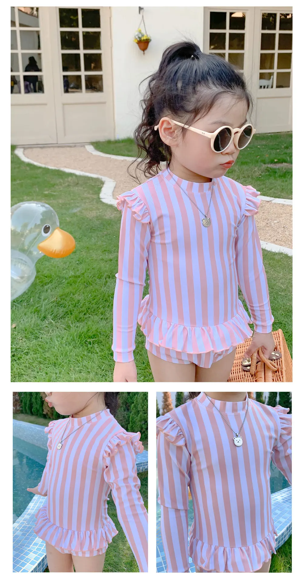 Girls Swimsuit Ruffle Monokini Beachwear Bathing Suit 12 Year Old Girl Bikini Upf50long Sleeve ...