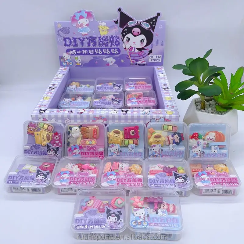 Sanrio Sticker Rubber Creative Diy Cartoon Paste Kuromi Sticker Cute ...