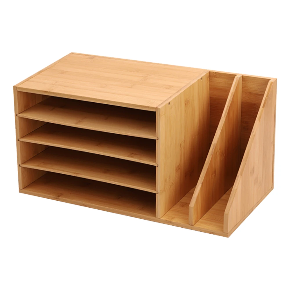 Bamboo Office Desk Countertop Document Holder Desktop Paper Bamboo File ...