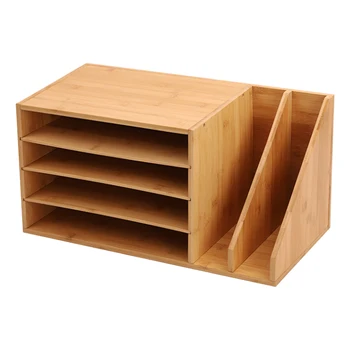 Bamboo Office Desk Countertop Document Holder Desktop Paper Bamboo File ...