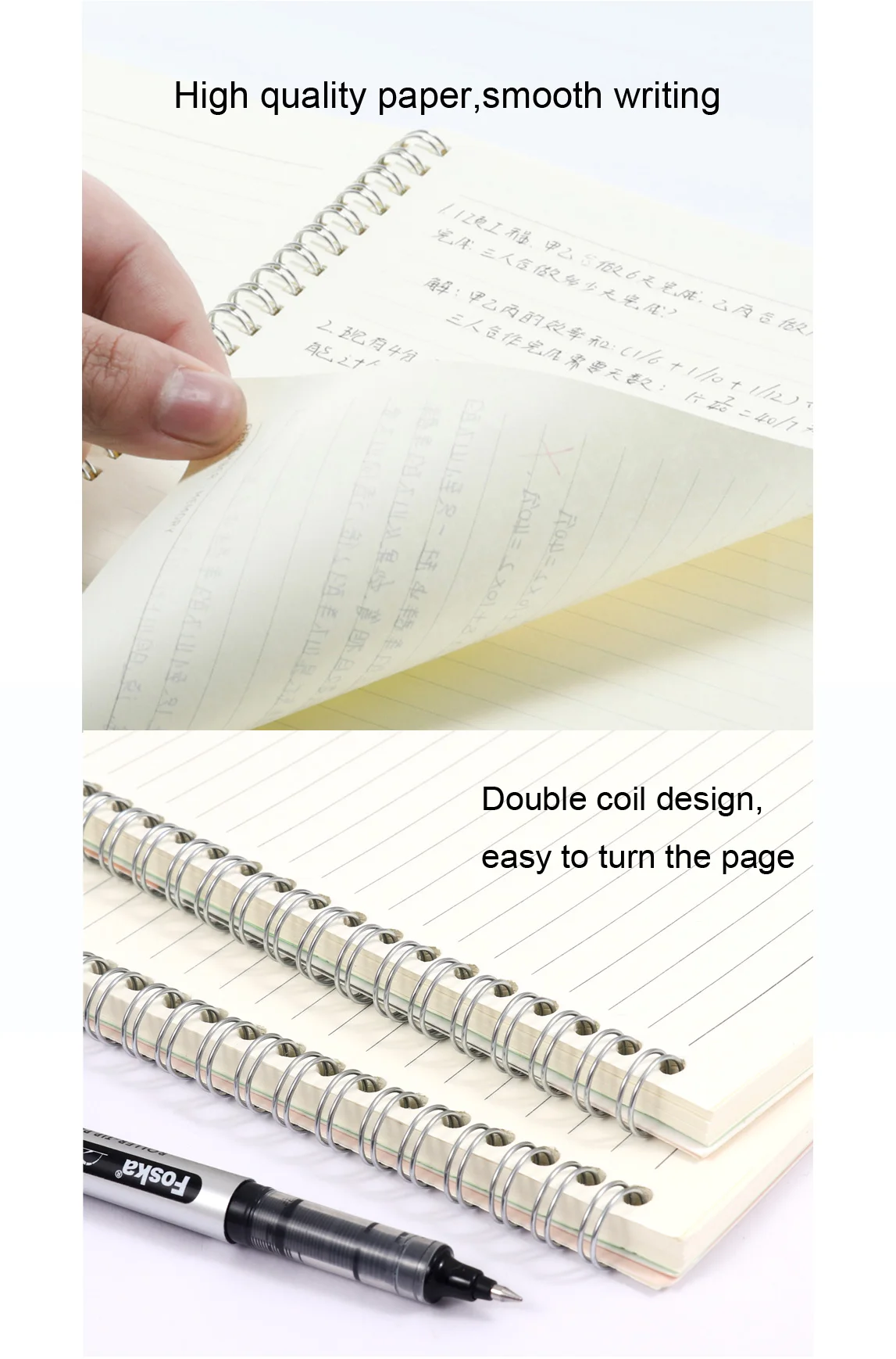 Foska PP Cover Spiral Notebook - Eco-Friendly & Versatile