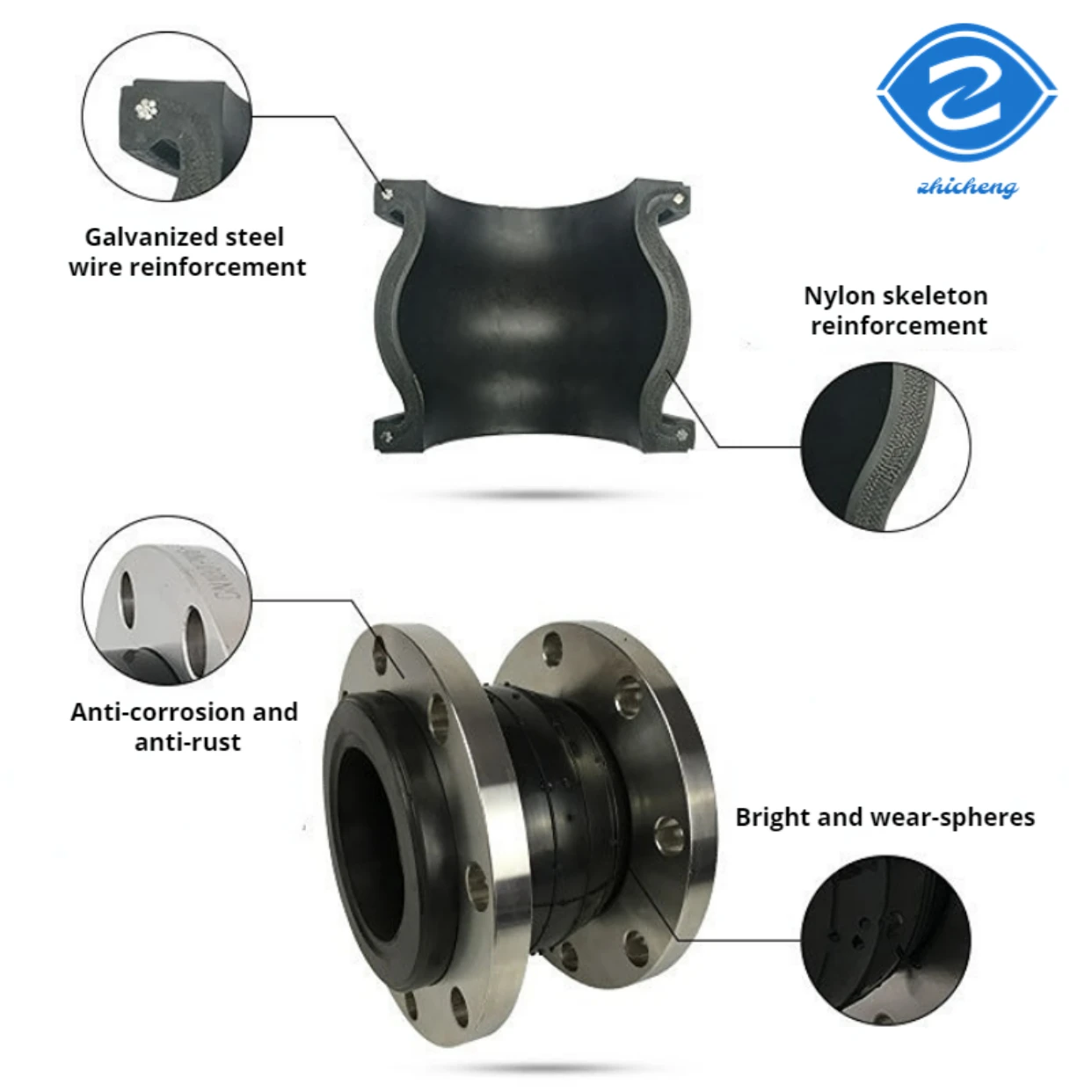 Flange Connection DN50 PN80 DN1000 - EPDM Bellows Joint