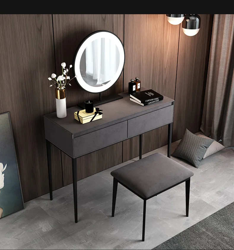 Modern Makeup Table Set with LED - Simple Design & Style